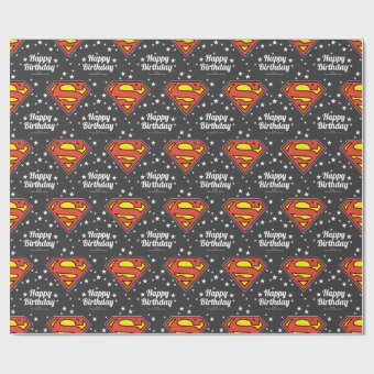 Custom Superman Logo Happy Birthday Wrapping Paper | Zazzle