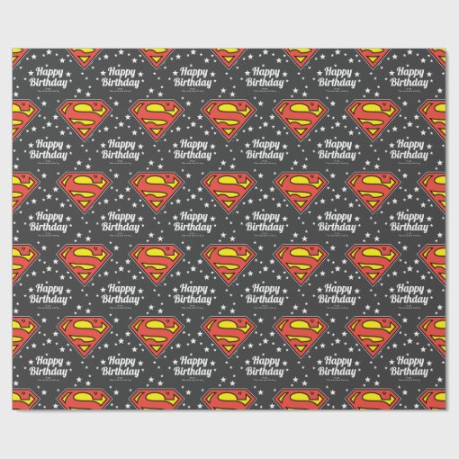 Custom Superman Logo Happy Birthday Wrapping Paper | Zazzle