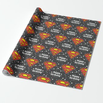 Custom Superman Logo Happy Birthday Wrapping Paper | Zazzle