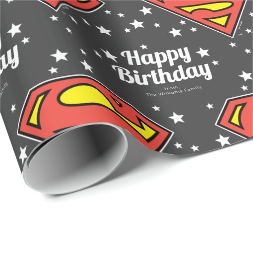 Custom Superman Logo Happy Birthday Wrapping Paper | Zazzle