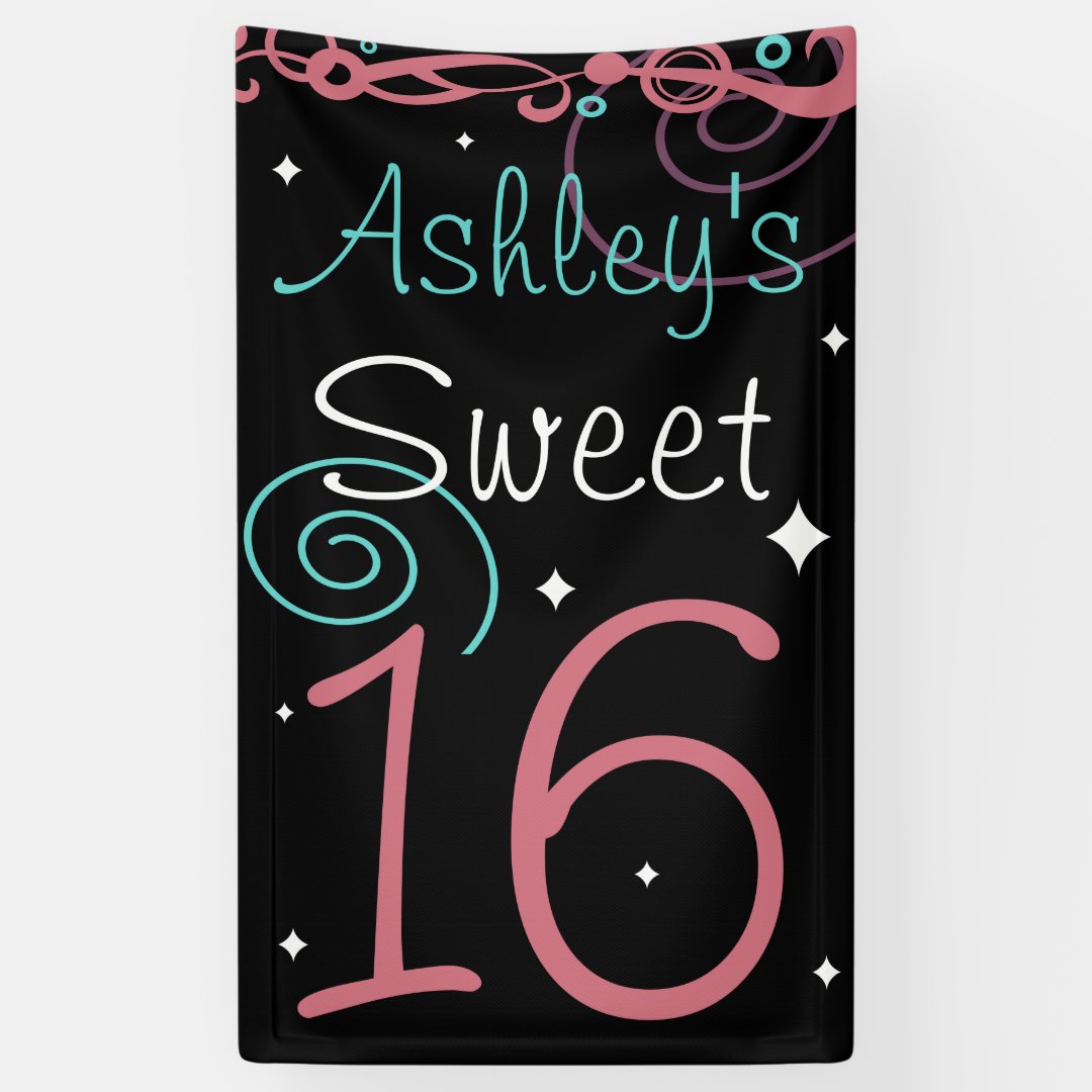 Custom Sweet 16 Photo Backdrop Banner | Zazzle