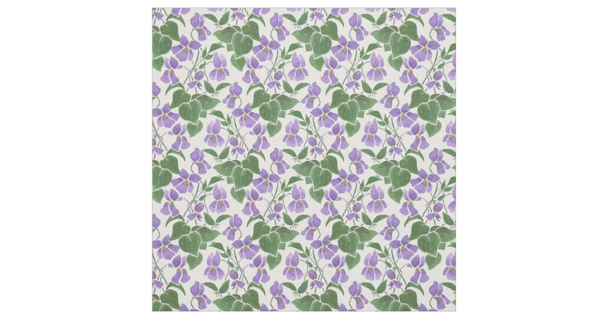 Custom Sweet Violets Repeat Pattern Fabric | Zazzle