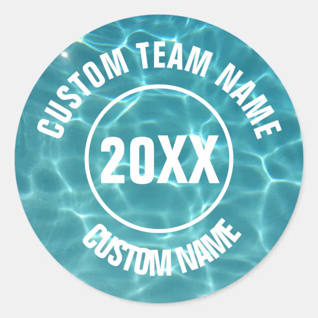 Custom swim team classic round sticker | Zazzle