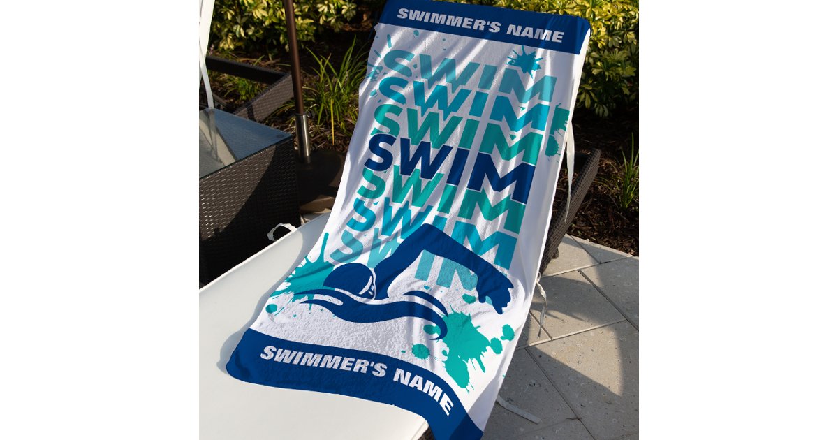 Custom Swim Team Towel Swim Athlete's Beach Towel | Zazzle