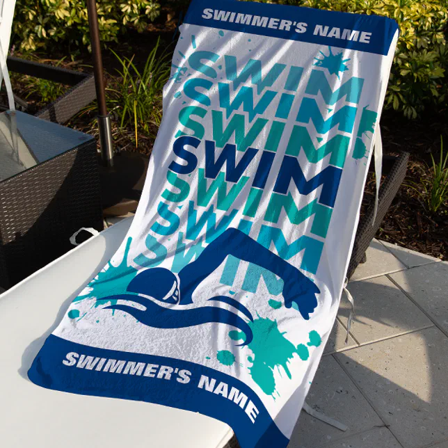 Custom Swim Team Towel Swim Athlete's Beach Towel | Zazzle