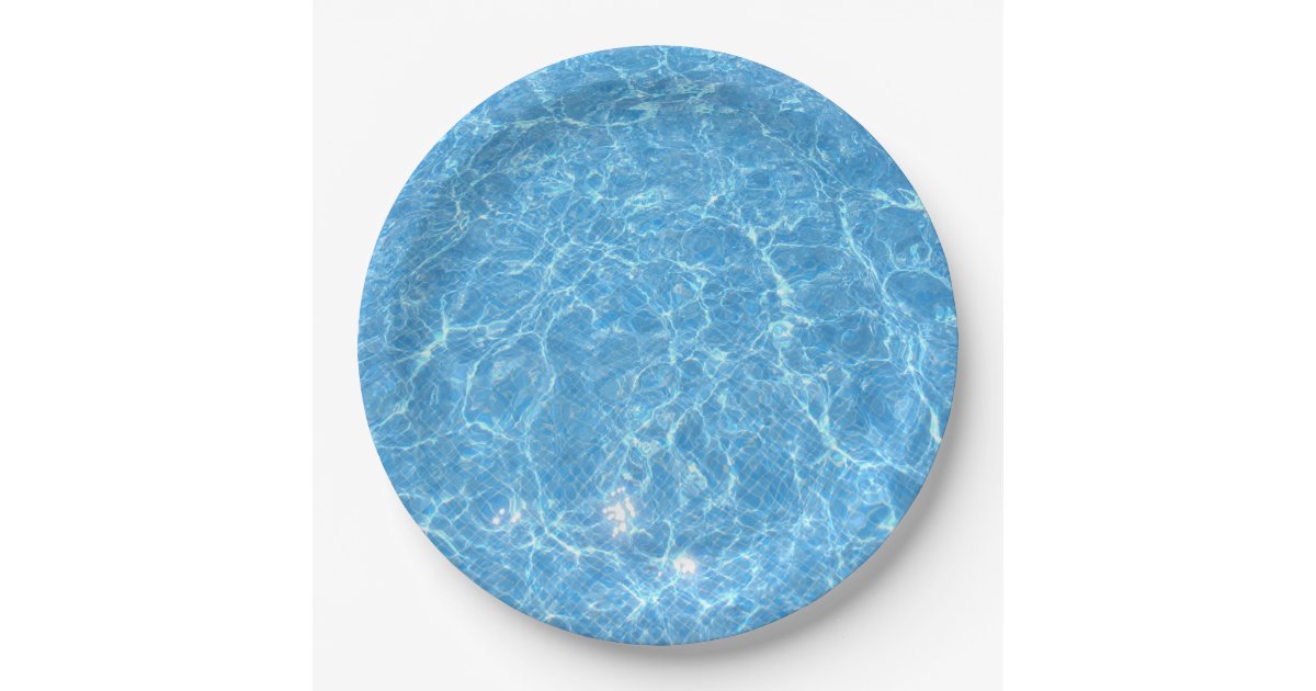 Custom Swimming Pool Blue Water Blank Template Paper Plates | Zazzle