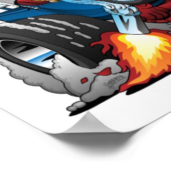 Custom T-bucket Roadster Hotrod Cartoon Poster | Zazzle