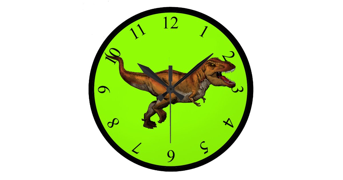 Custom T-Rex Kids Wall Clock | Zazzle.com