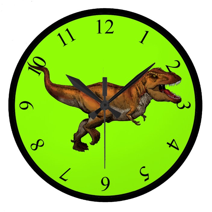 Custom T-Rex Kids Wall Clock | Zazzle.com