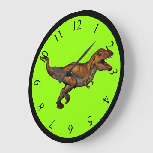 Custom T-Rex Kids Wall Clock | Zazzle