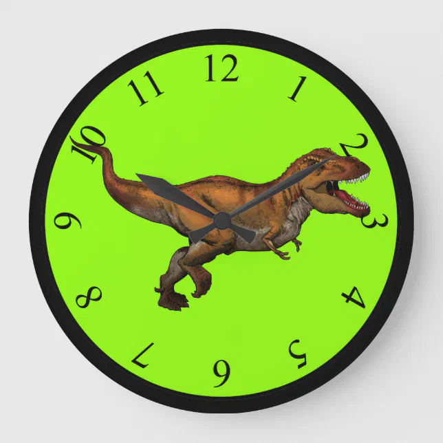 Custom T-Rex Kids Wall Clock | Zazzle