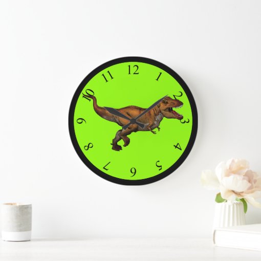 Custom T-Rex Kids Wall Clock | Zazzle