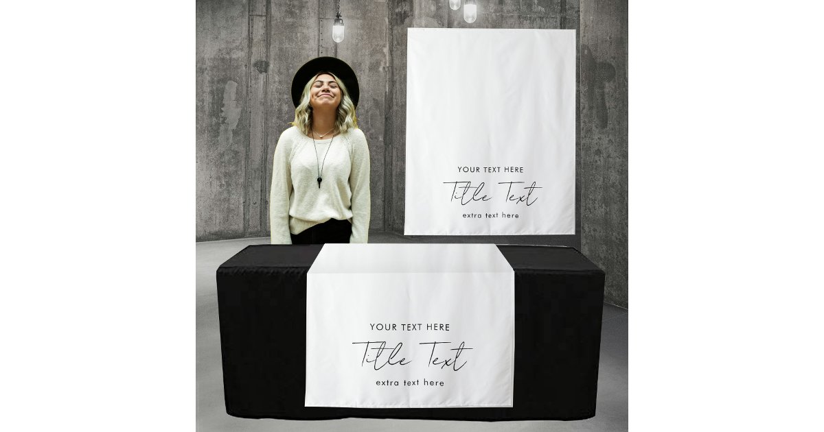 Custom Table Runner Banner Modern Script Text Tapestry | Zazzle