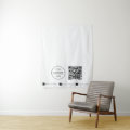 Custom Table Runner Banner White Business QR Code Tapestry | Zazzle