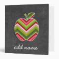 Custom Teacher Apple - Red Green Chevron Pattern Binder | Zazzle