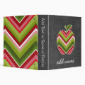 Custom Teacher Apple - Red Green Chevron Pattern Binder | Zazzle