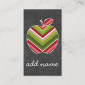 Custom Teacher Apple - Red Green Chevron Pattern Business Card | Zazzle