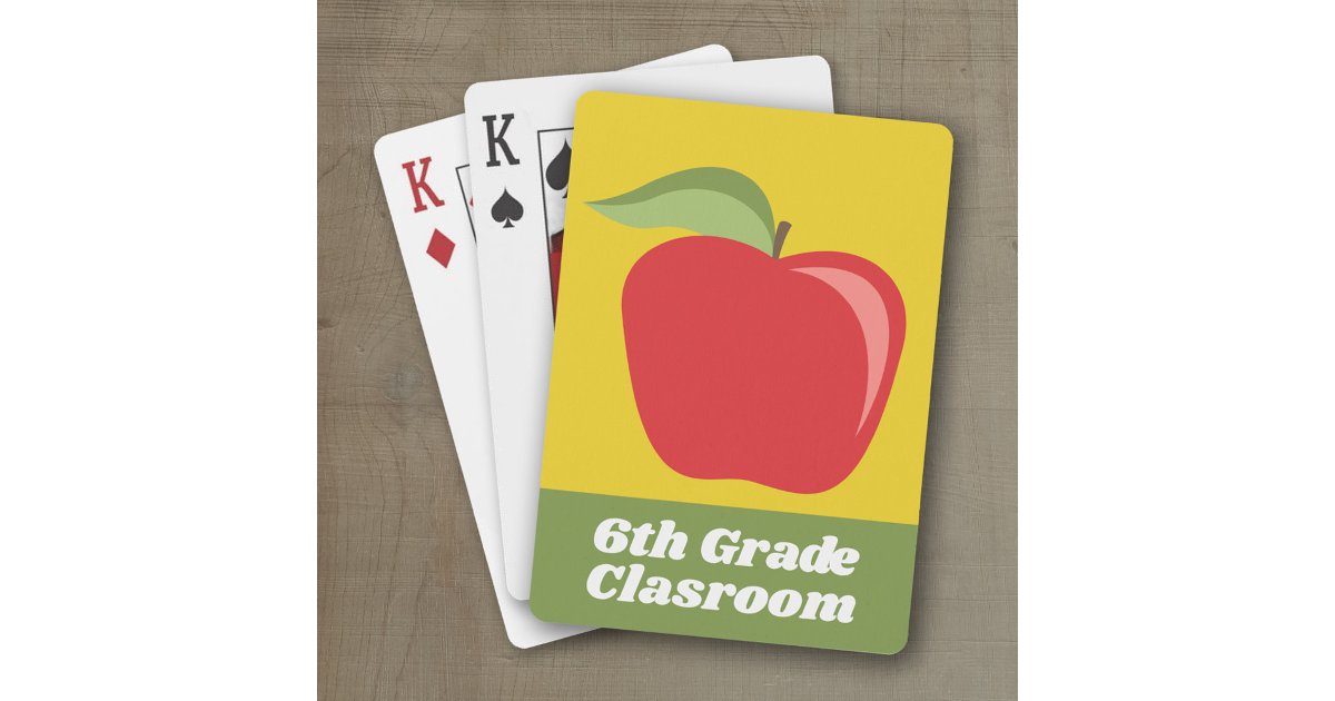 Custom Teacher Apple with Modern Apple Poker Cards | Zazzle