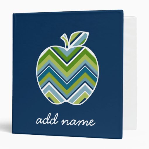 Custom Teacher Apple with Trendy Chevron Pattern Binder | Zazzle