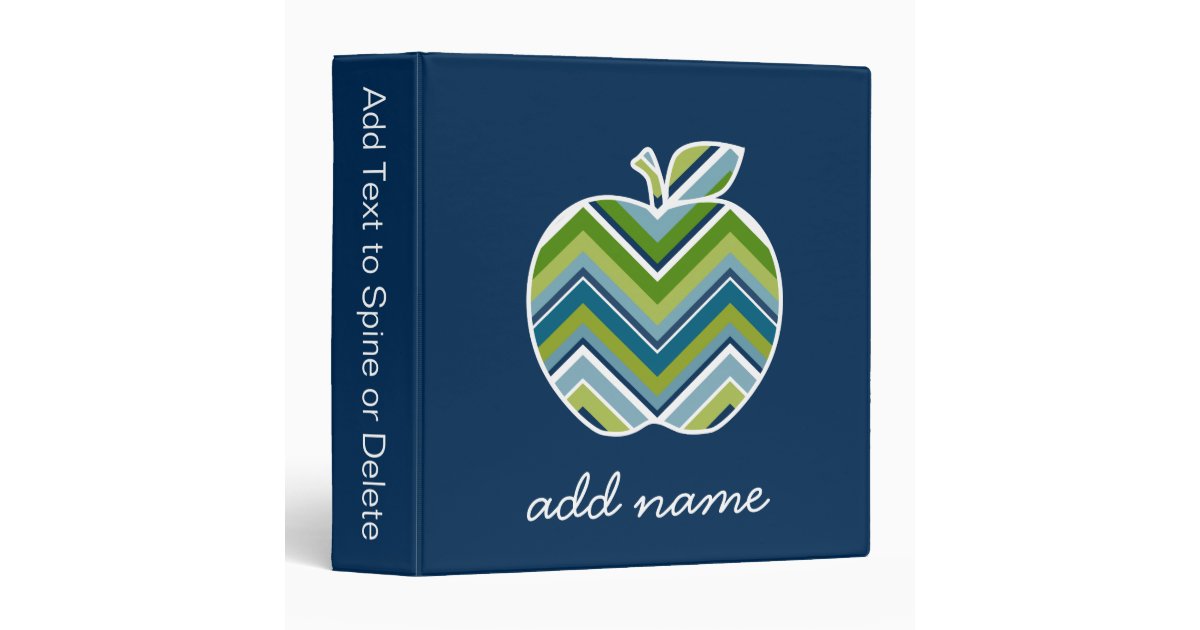 Custom Teacher Apple with Trendy Chevron Pattern Binder | Zazzle
