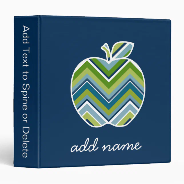 Custom Teacher Apple with Trendy Chevron Pattern Binder | Zazzle