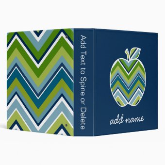 Custom Teacher Apple with Trendy Chevron Pattern Binder | Zazzle