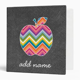Custom Teacher Apple with Trendy Chevron Pattern Binder | Zazzle