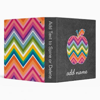 Custom Teacher Apple with Trendy Chevron Pattern Binder | Zazzle