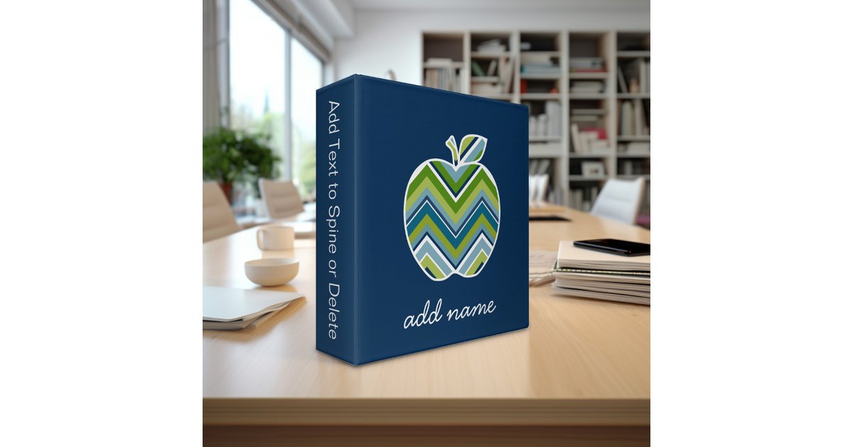 Custom Teacher Apple with Trendy Chevron Pattern Binder | Zazzle