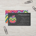 Custom Teacher Apple with Trendy Chevron Pattern Business Card | Zazzle