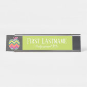 Custom Teacher Apple with Trendy Chevron Pattern Desk Name Plate | Zazzle