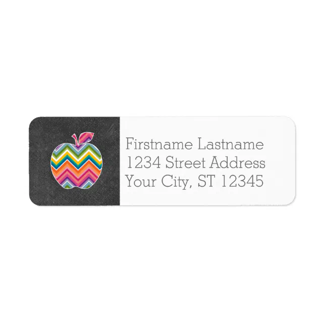 Custom Teacher Apple with Trendy Chevron Pattern Label | Zazzle