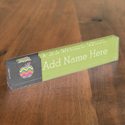 Custom Teacher Apple with Trendy Chevron Pattern Name Plate | Zazzle
