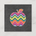 Custom Teacher Apple with Trendy Chevron Pattern Square Business Card ...