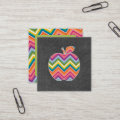 Custom Teacher Apple with Trendy Chevron Pattern Square Business Card ...