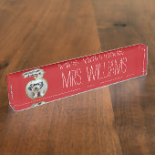 Custom Teacher Apple with Vertical Photo Desk Name Plate | Zazzle