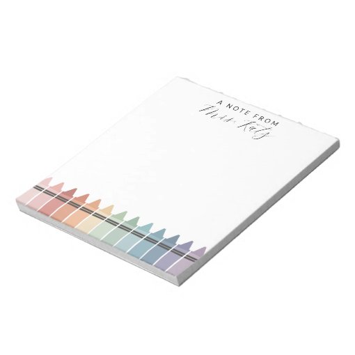 Custom Teacher Appreciation Rainbow Crayon Notepad | Zazzle