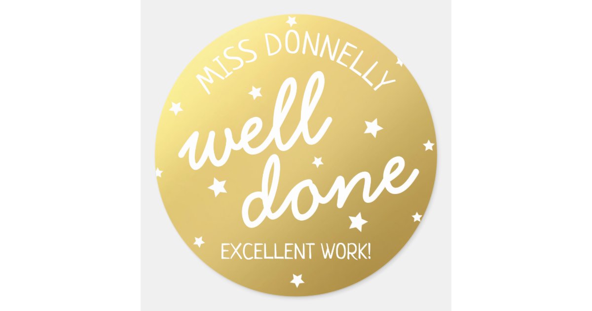 Custom Teacher Gold Star Classic Round Sticker | Zazzle.com