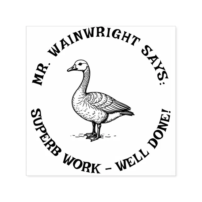 Custom Teacher Goose Stamp Cute “Superb Work!” | Zazzle