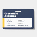 Custom Teacher ID Badge with School Logo - Navy | Zazzle