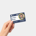 Custom Teacher ID Badge with School Logo - Navy | Zazzle
