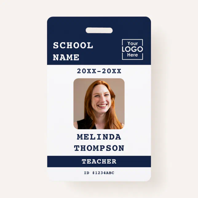 Custom Teacher ID Card School Template Name Photo Badge | Zazzle