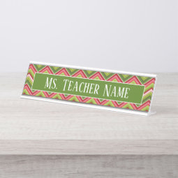 Custom Teacher Name and Trendy Chevron Pattern Desk Name Plate | Zazzle