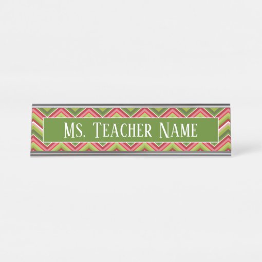 Custom Teacher Name and Trendy Chevron Pattern Desk Name Plate | Zazzle