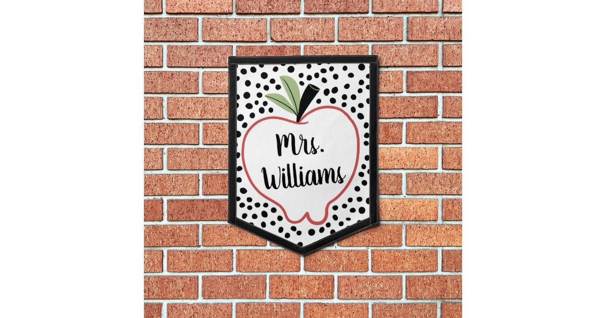 Custom Teacher Name Apple Pennant | Zazzle