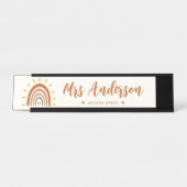 Custom Teacher Name Grade Boho Rainbow Sun Desk Name Plate | Zazzle