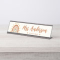 Custom Teacher Name Grade Boho Rainbow Sun Desk Name Plate | Zazzle