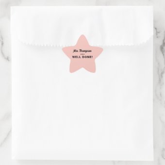 Custom Teacher Name Well Done! Pastel Red Star Sticker | Zazzle