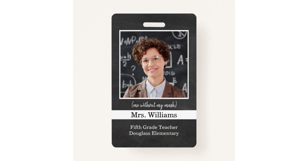 Custom Teacher Photo ID Badge for school classroom | Zazzle