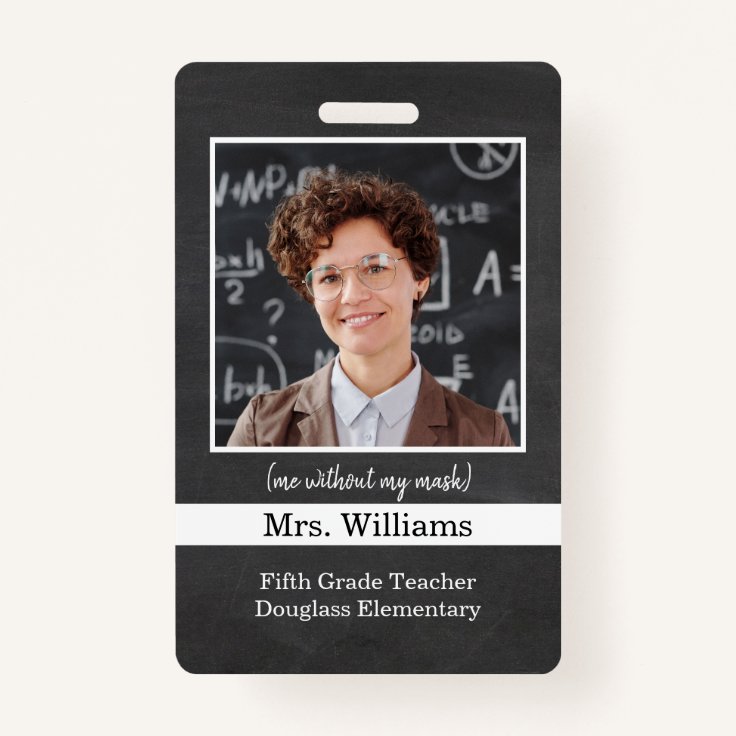 Custom Teacher Photo ID Badge for school classroom | Zazzle